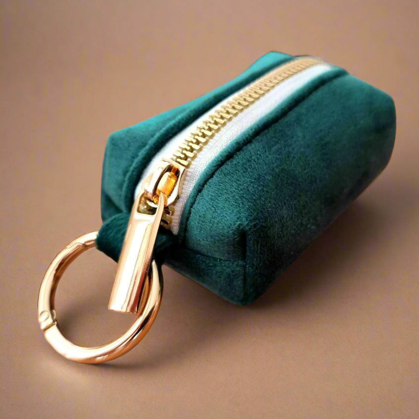 Forest green velvet dog poop bag holder – Fido Creative